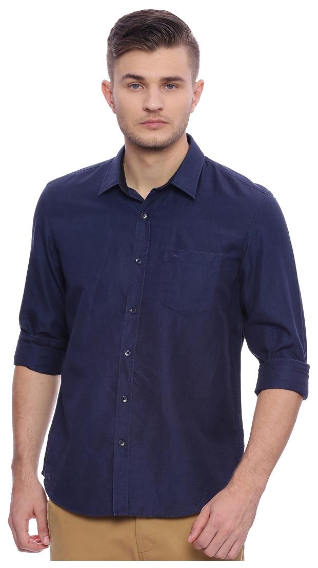 Buy BASICS Men Blue Abstract Slim Fit Casual Shirt Online at Low Prices ...