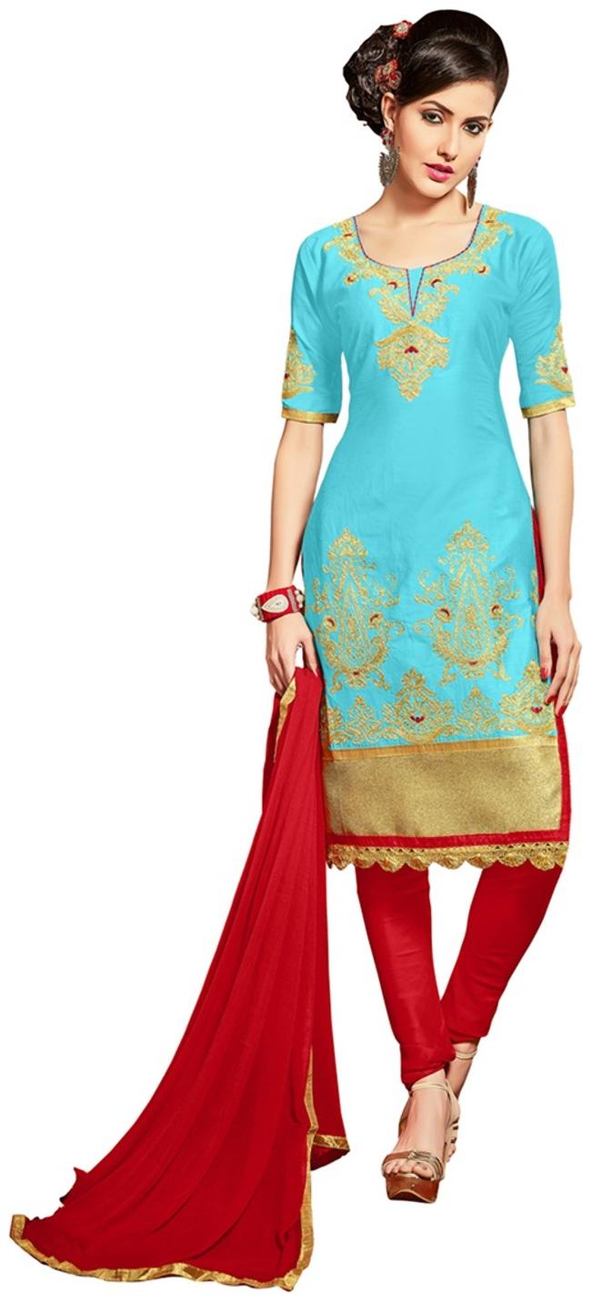Buy DnVeens Pure Cotton Embroidered Dress Materials for Women Party ...