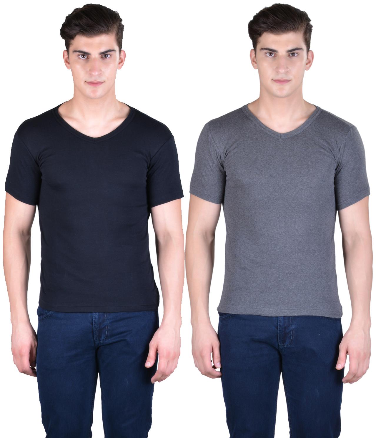 Buy Force Go Wear Pack of 2 Half Sleeves V Neck Men Gym Vest - Multi Online at Low Prices in ...