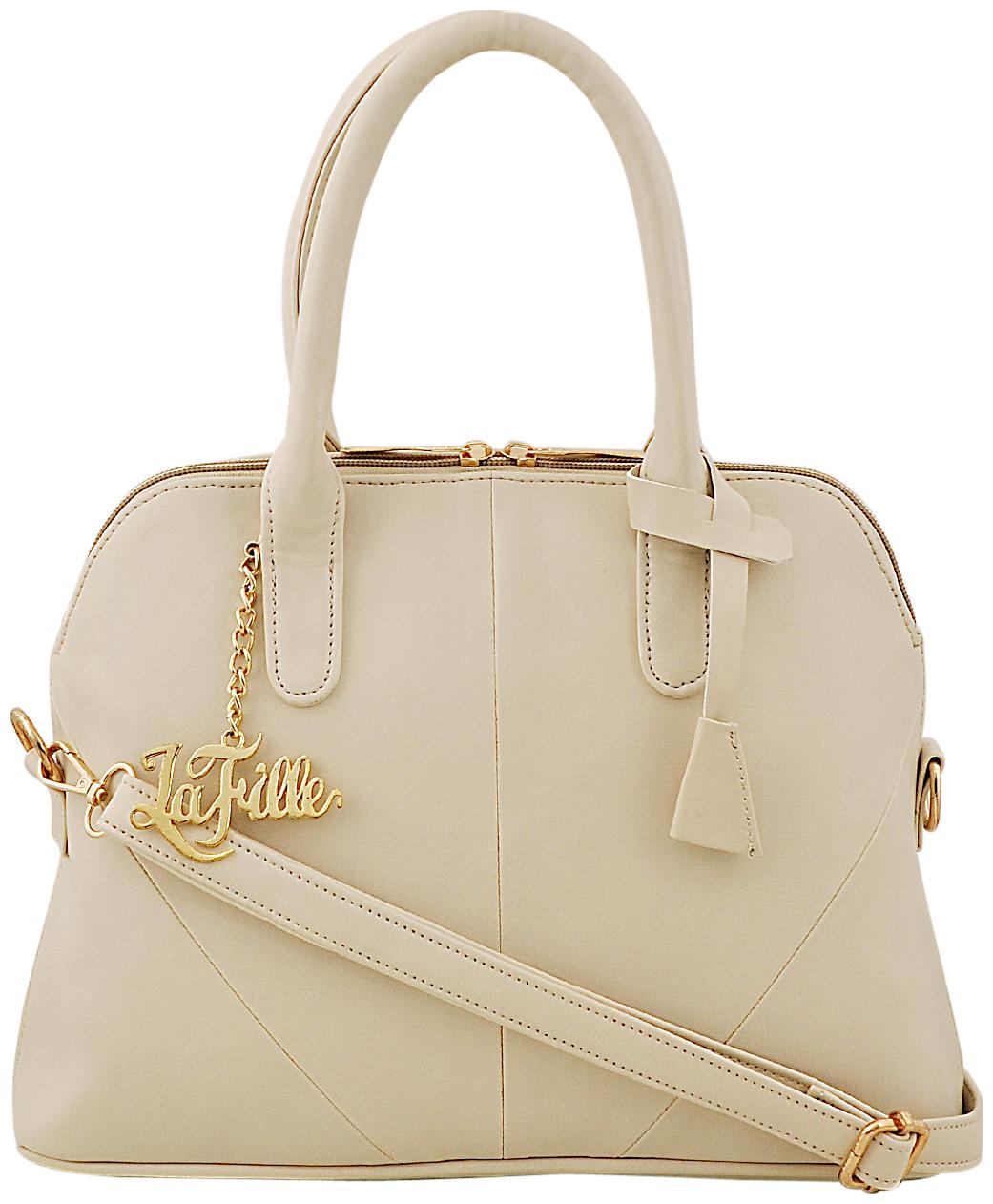 Buy La Fille Regular Solid Handheld Bag Beige Online at Low Prices in ...