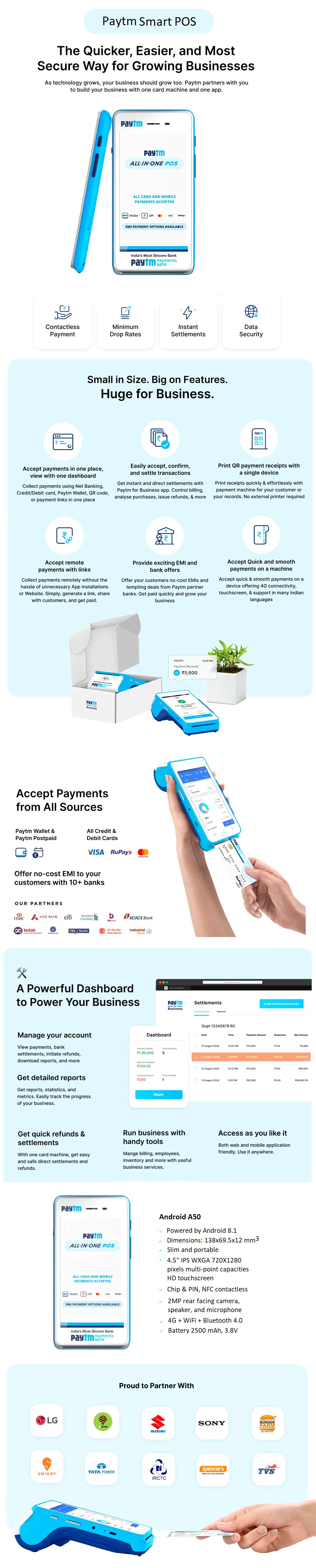 Buy A50 Smart POS With Monthly Plan Without Printer Online At Low 