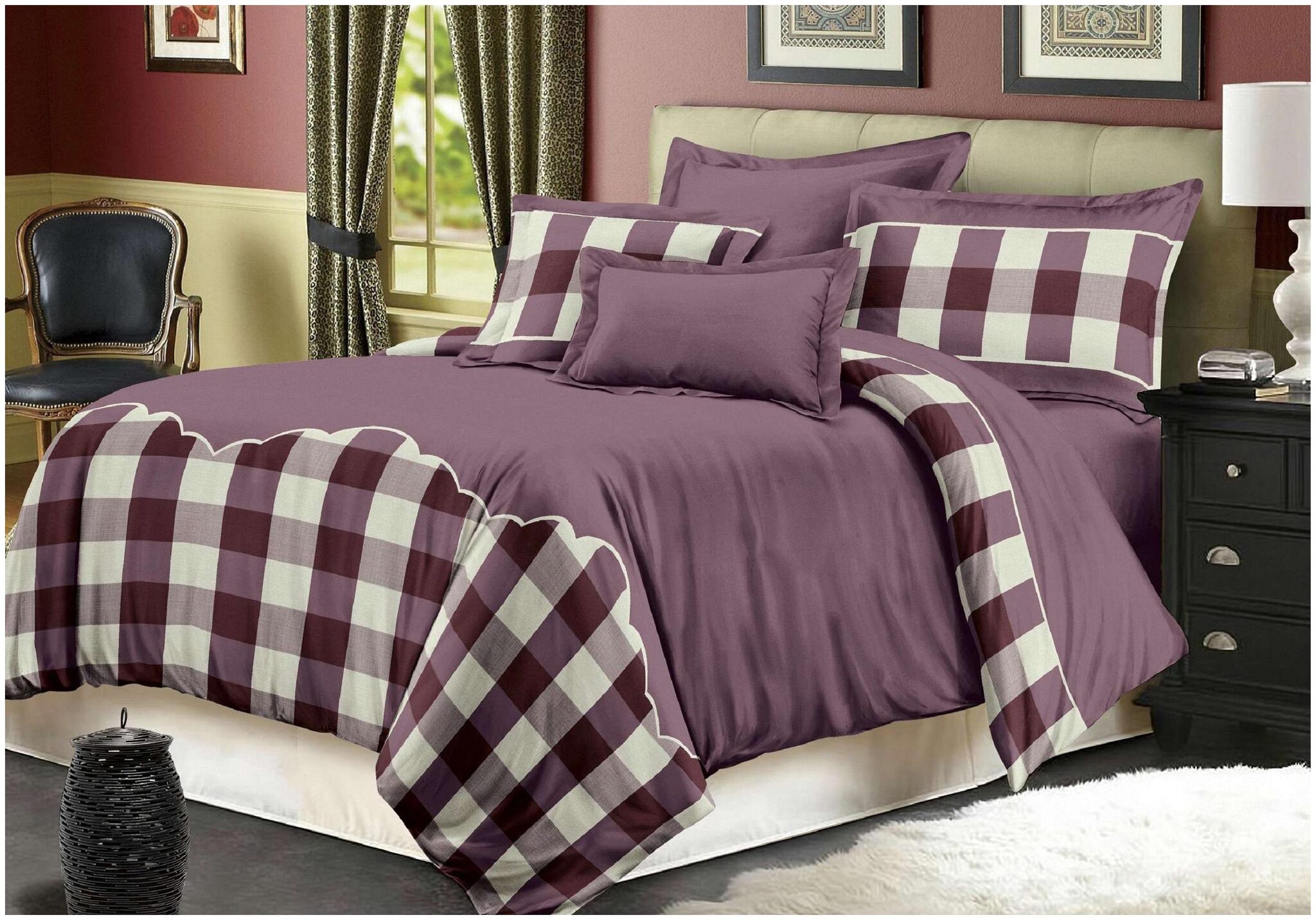 Buy Gifty Poly Cotton Checkered Queen Size Bedding Set Online At Low 