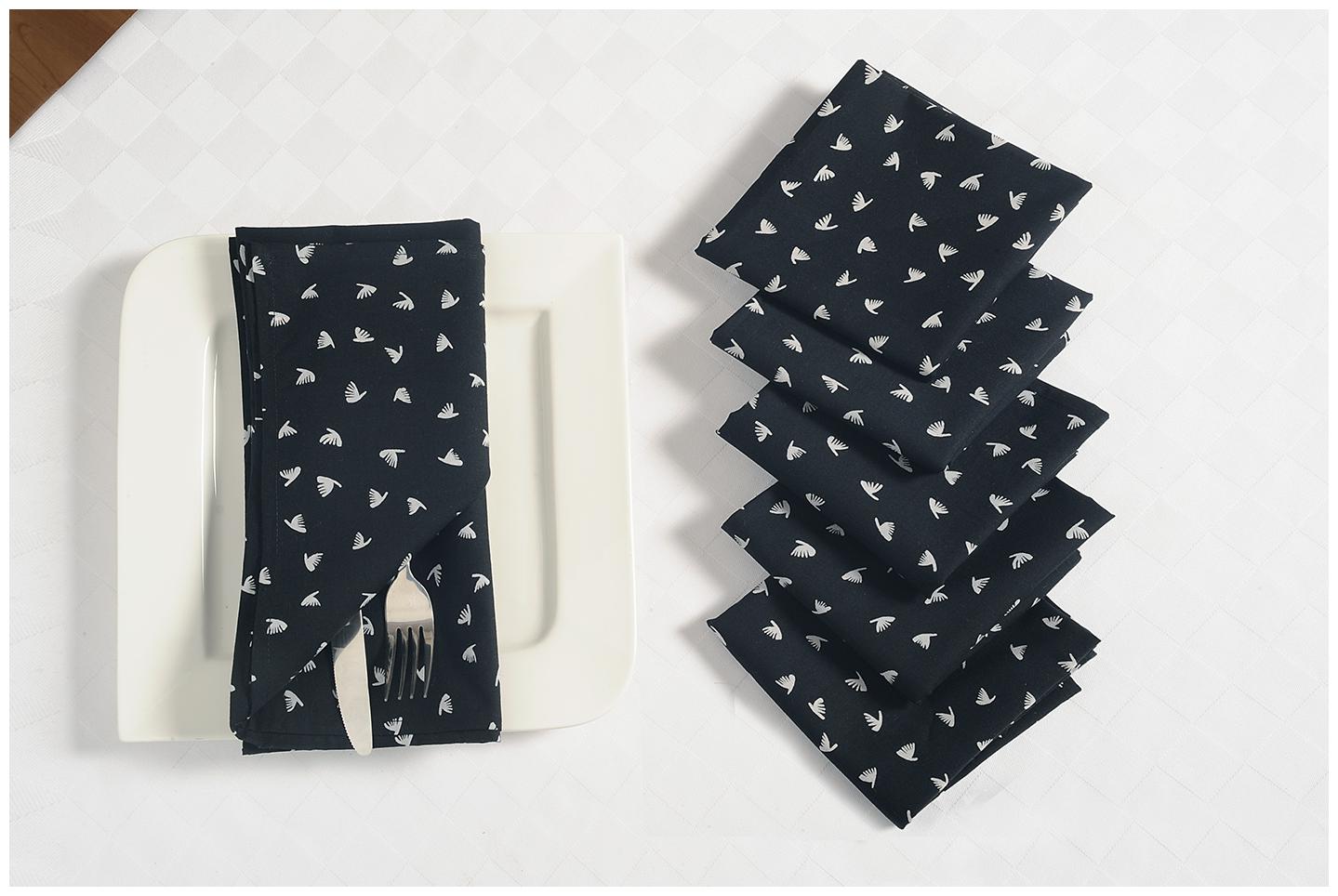 Buy Swayam Black Colour Dinner Napkin Table Napkin Set of 6 Online at ...
