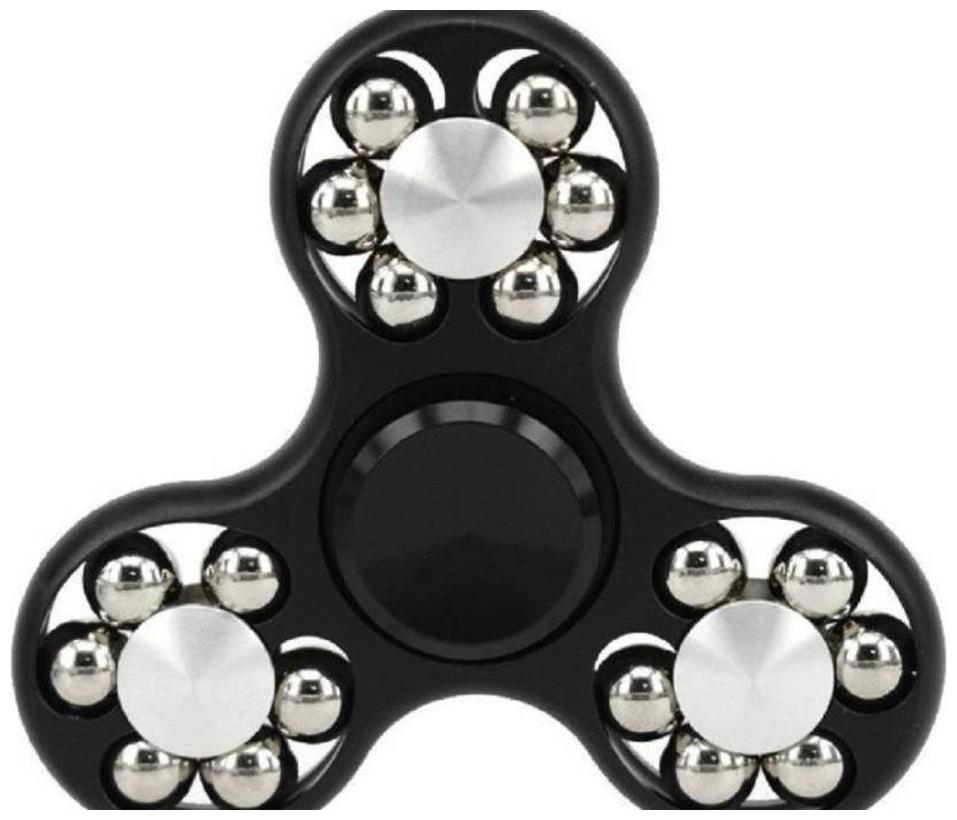 Buy 18 Balls Black Fidget Tri Hand Spinner Toy with Brass Bearing ...