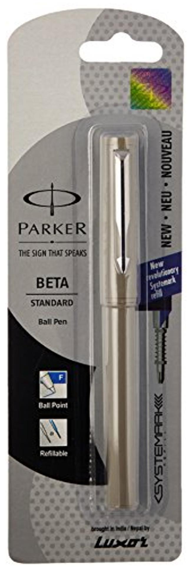 Buy Parker Beta Standard Chrome Trim Ball Pen with New Systemark Refill ...